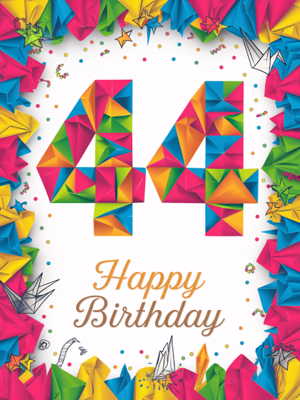 Free Download Luxurious 44th Birthday Card Design with Emeralds