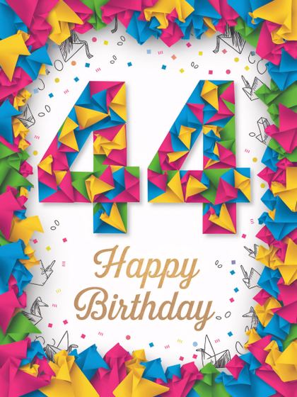 Free Download Luxurious 44th Birthday Card Design with Emeralds