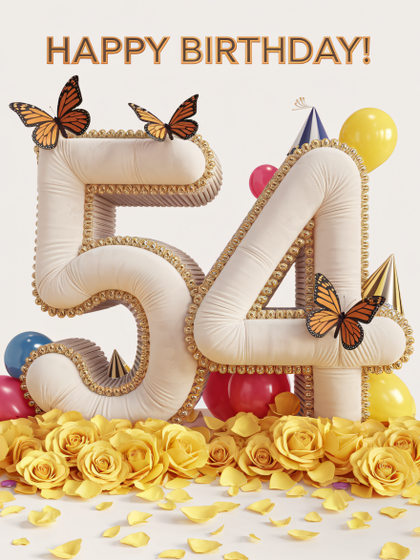 Free Download Happy 54th Birthday! 3D Rendered Cake