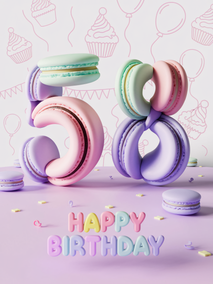 Free Download Happy 58th Birthday! Festive Number Illustration