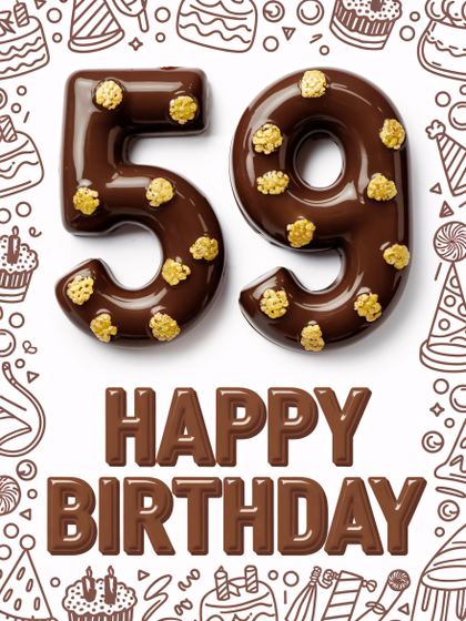 Free Download Rustic 59th Birthday Card with Flowers