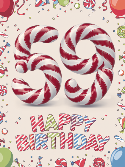 Free Download Rustic 59th Birthday Card with Flowers