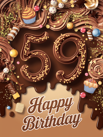 Free Download Happy 59th Birthday Chocolate Cake Background