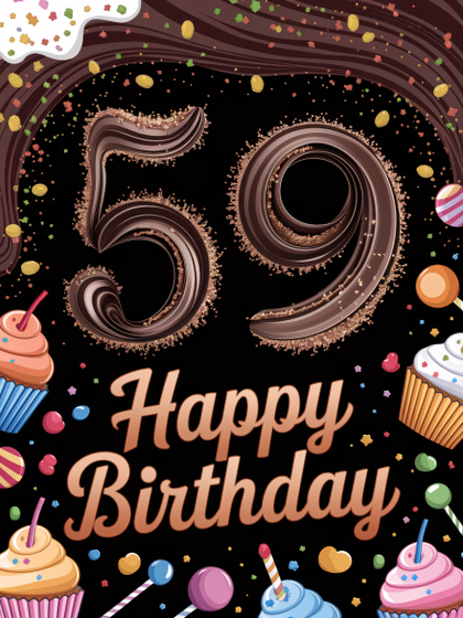 Free Download Rustic 59th Birthday Card with Flowers