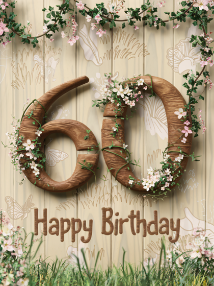Free Download Luxurious 60th Birthday Greeting Card with Emeralds