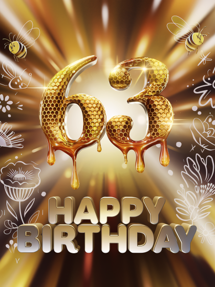 Free Download Happy 63rd Birthday Honeycomb Design