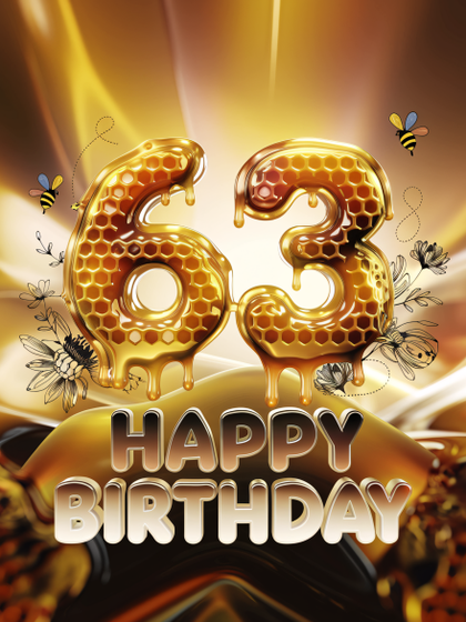 Free Download Happy 63rd Birthday Honeycomb Design