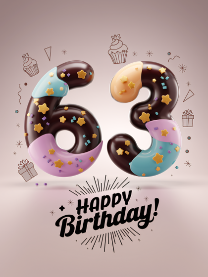 Free Download Happy 63rd Birthday Honeycomb Design