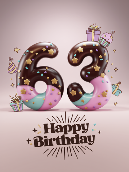 Free Download Happy 63rd Birthday Honeycomb Design