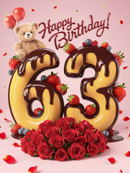 Free Download Happy 63rd Birthday Honeycomb Design
