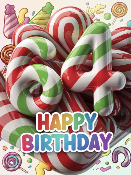 Free Download 64th Birthday Cake with Candy Decorations