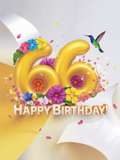 Free Download Happy 66th Birthday Floral Design