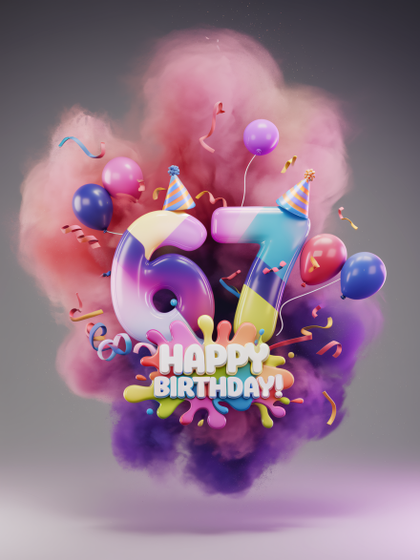 Free Download Happy 67th Birthday! 3D Render