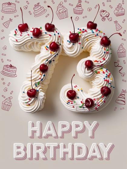 Free Download Happy 73rd Birthday Cake with Cherries