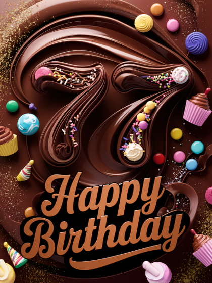 Free Download Sweet Seventy-Seven: Happy Birthday Chocolate Cake Image