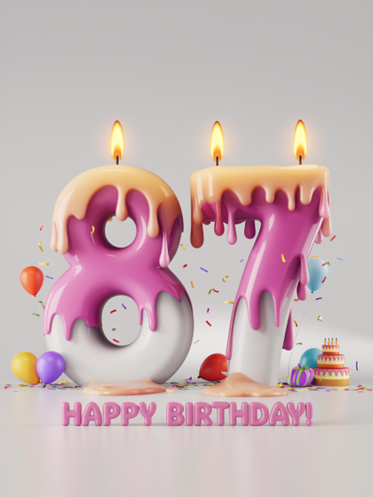 Free Download 87th Birthday Cake Candles