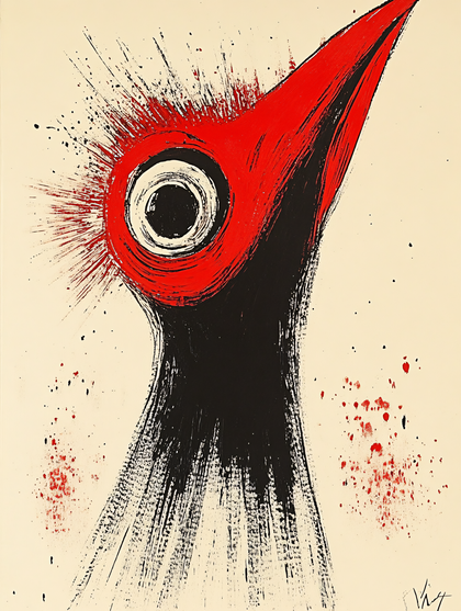 Free Download Abstract Red and Black Bird Head Painting