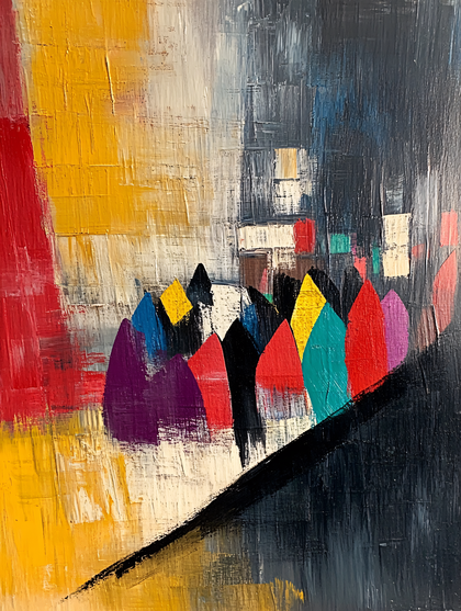 Free Download Textured Abstract Painting of a Colorful Cityscape