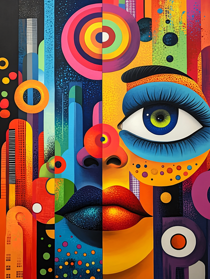 Free Download Abstract Colorful Face Portrait Digital Art