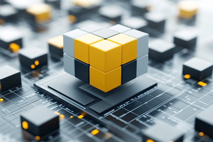 Free Download Abstract 3D Cube Structure on Tech Circuit Board