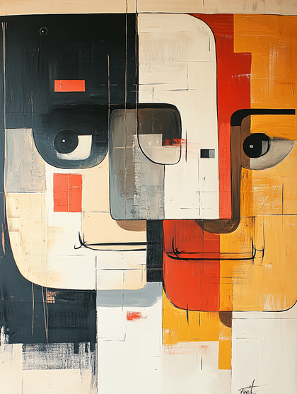 Free Download Abstract Painting of Two Cubist Style Faces with ...