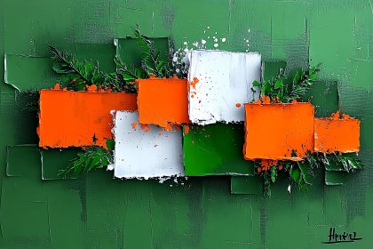 Free Download Abstract Painting of Irish Flag with Brush Strokes