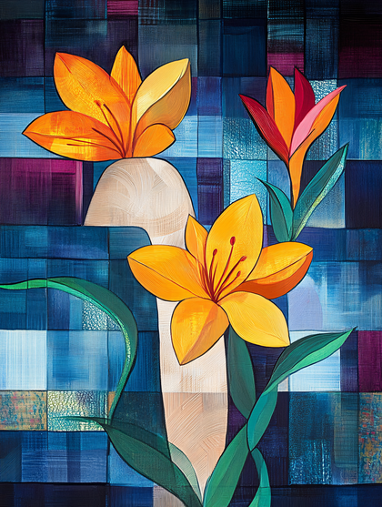 Free Download Abstract Orange Lily Flowers Digital Painting