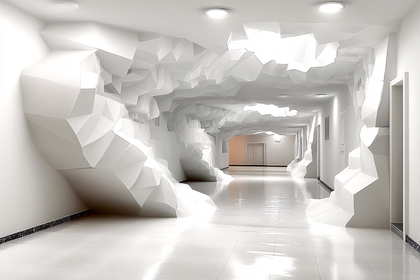 Free Download Abstract White Hallway with Geometric Design