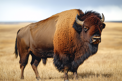 Free Download Majestic Bison Standing in Golden Grass Field