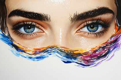 Free Download Blue Eyes Watercolor Art
