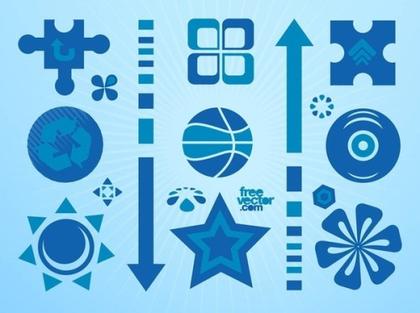 Blue Icons Collection Free Vector