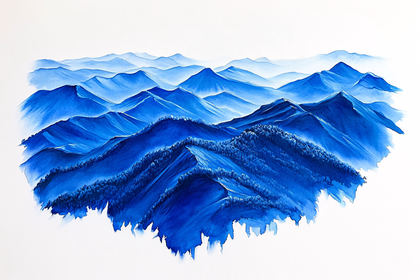 Free Download Blue Watercolor Mountain Landscape Painting