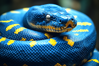 Free Download Close-up of a Blue and Yellow Snake with Detailed Scales