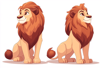 Free Download Two Cartoon Lions with Mane and Tails