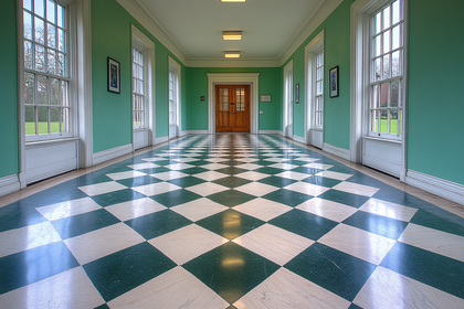 Free Download Perspective View of Long Hallway with Green Checkered ...