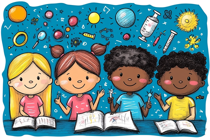 Free Download Diverse Children Learning Science with Books and Science ...