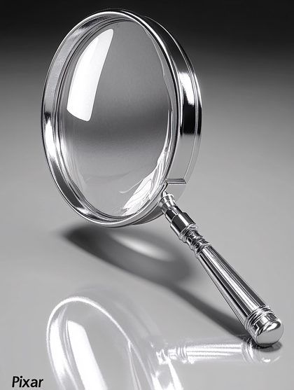 Free Download Chrome Magnifying Glass on Grey Background with Reflection