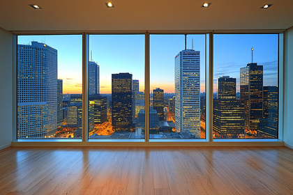 Free Download Cityscape View From Modern Office Window at Dusk