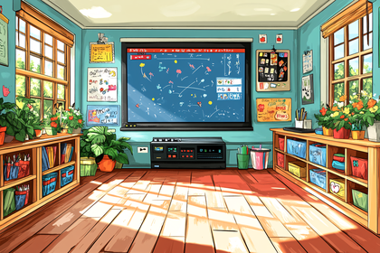 Free Download Cartoon Classroom Interior with Interactive Whiteboard ...