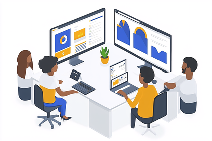 Free Download Data Analysis Teamwork: Isometric Illustration