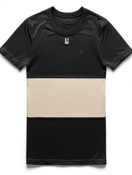 Free Download Black And Beige Color Block T-Shirt