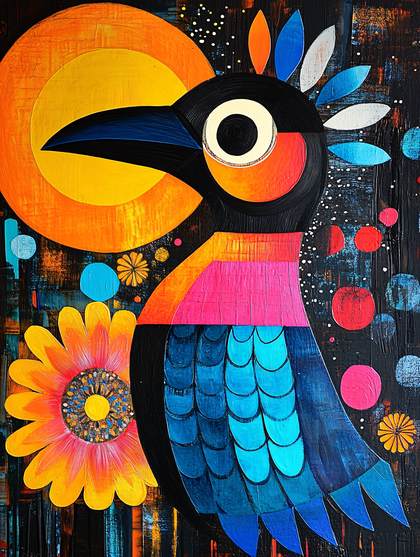Free Download Colorful Abstract Bird Painting – Modern Bird Illustration