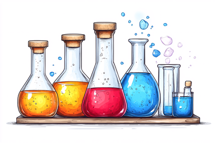 Free Download Colorful Science Beakers with Liquids for Chemistry Lab