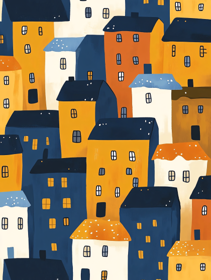 Free Download Abstract Cityscape Illustration with Colorful Houses