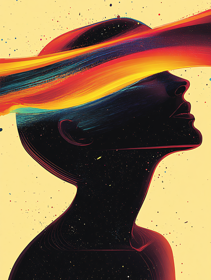 Free Download Abstract Profile Art with Cosmic Fill and Rainbow Spectrum