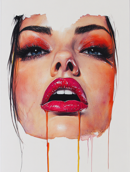 Free Download Woman Face Close Up with Red Makeup and Dripping Paint ...