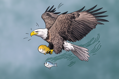 Free Download Eagle Catches Fish Illustration