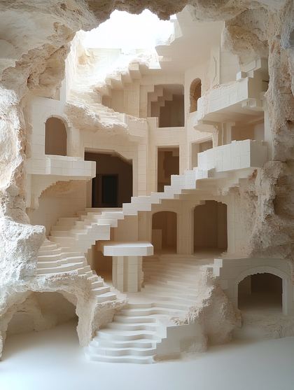 Free Download White Cave Staircase Architecture Illusion