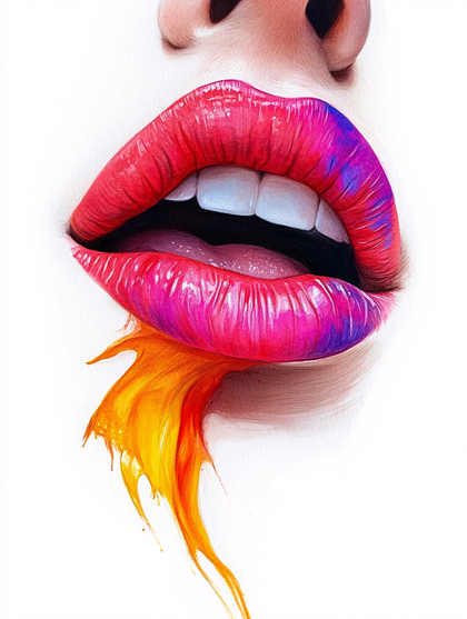 Free Download Vivid Digital Art of Glossy Red Lips with Fiery Orange ...
