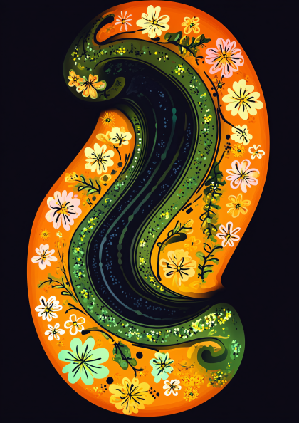 Free Download Floral Paisley Swirl Design with Flowers and Leaves